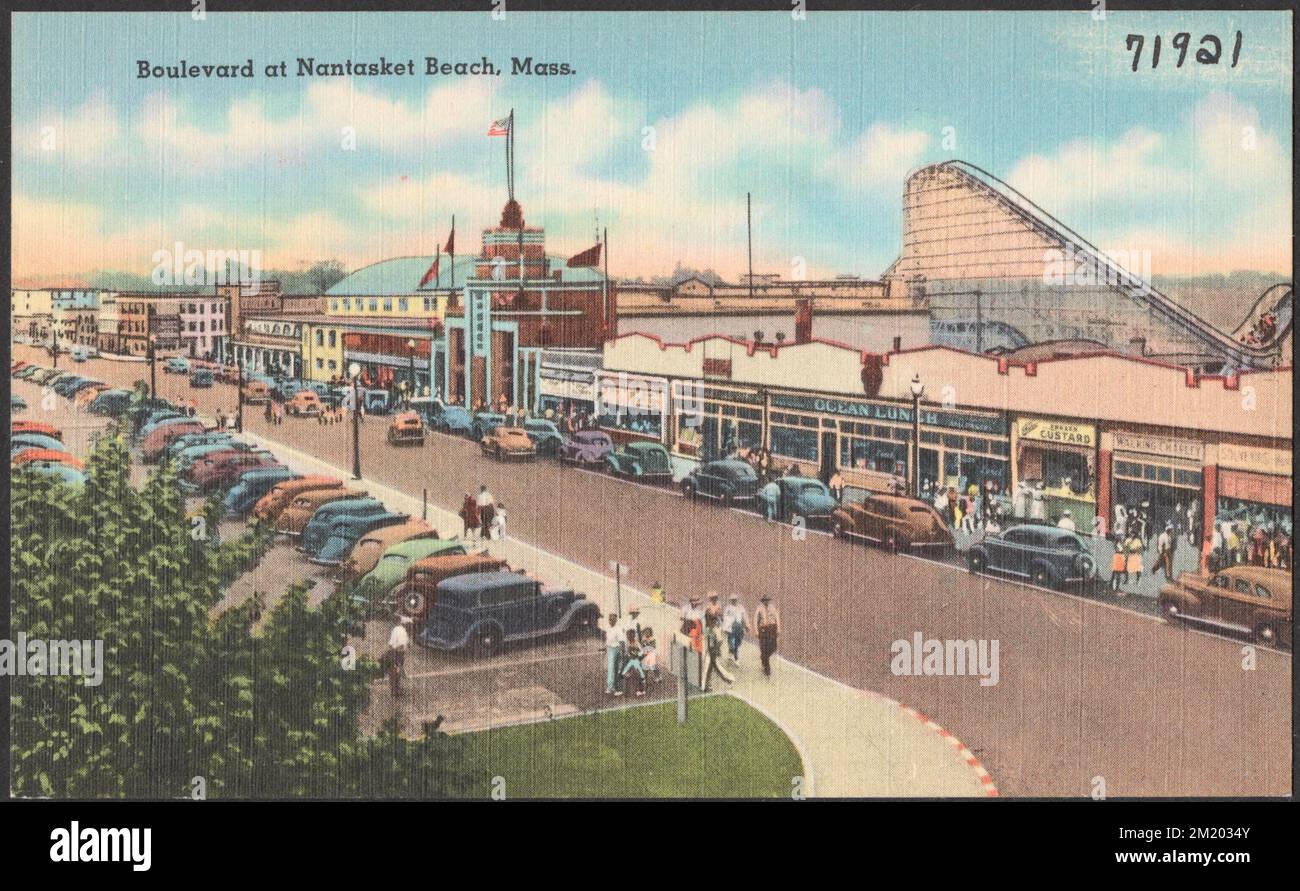 Boulevard at Nantasket Beach, Mass. , Amusement rides, Boardwalks ...