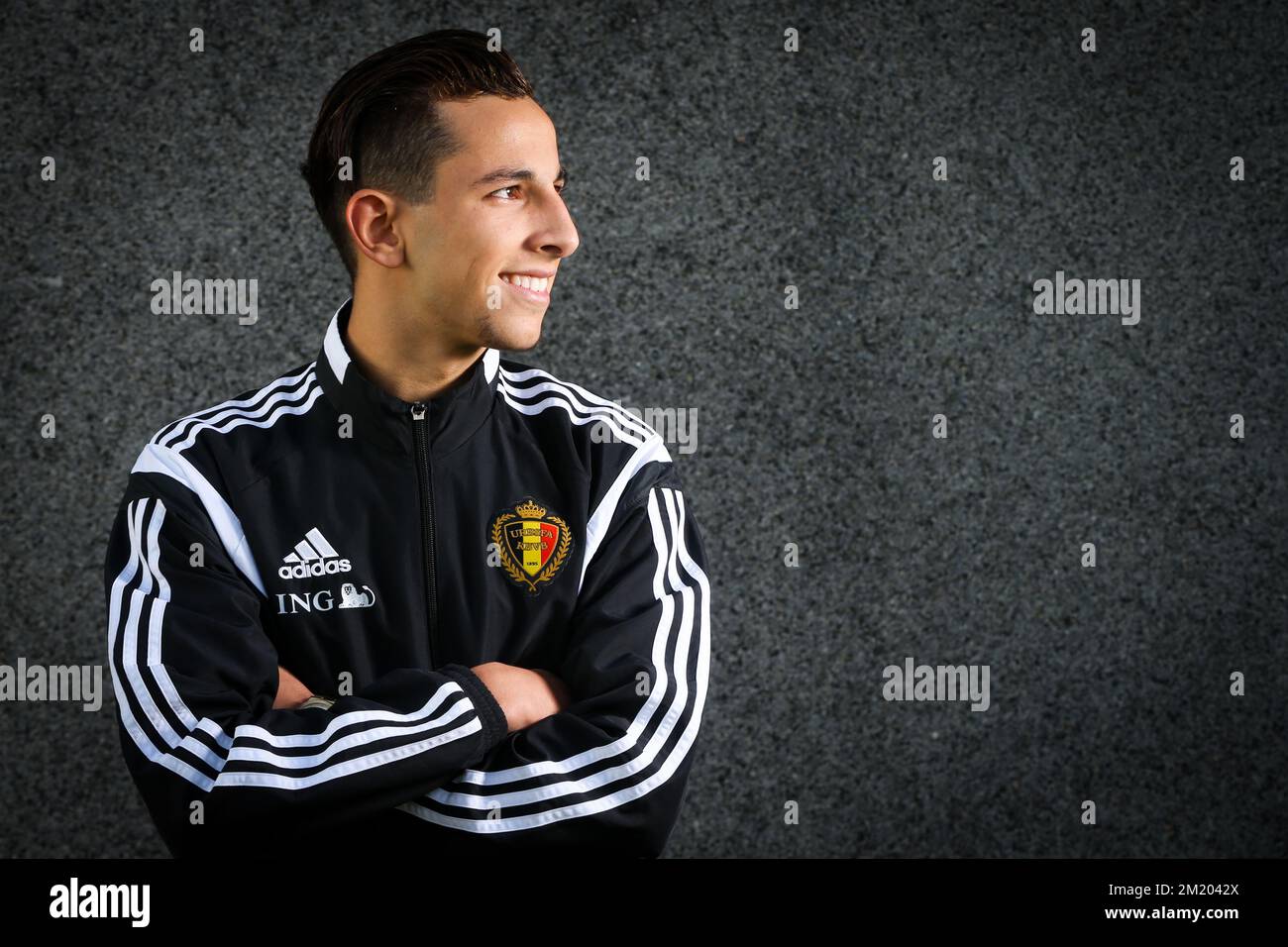 20151011 - TUBIZE, BELGIUM: Belgium's Ismail Azzaoui poses for the ...