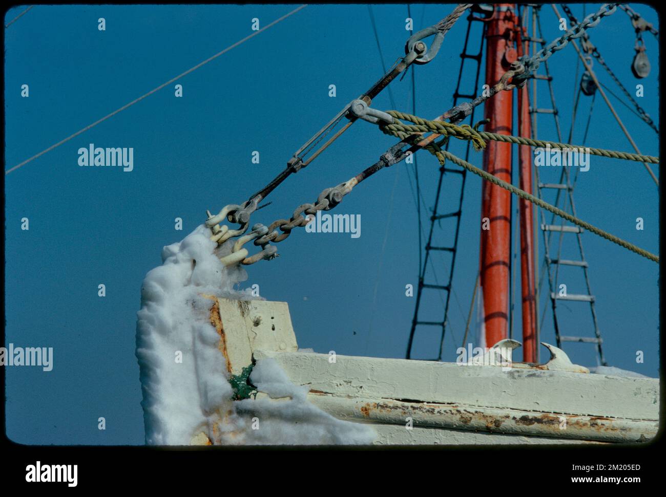 Bow of boat with rigging and snow , Ship equipment & rigging. Edmund L ...