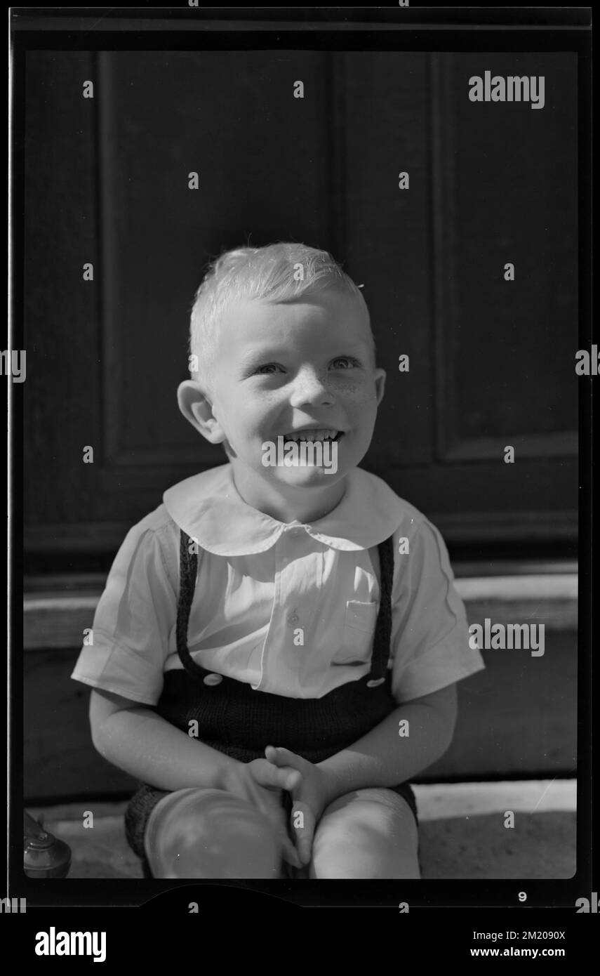 Boy on porch steps, smiling , Children. Samuel Chamberlain Photograph ...