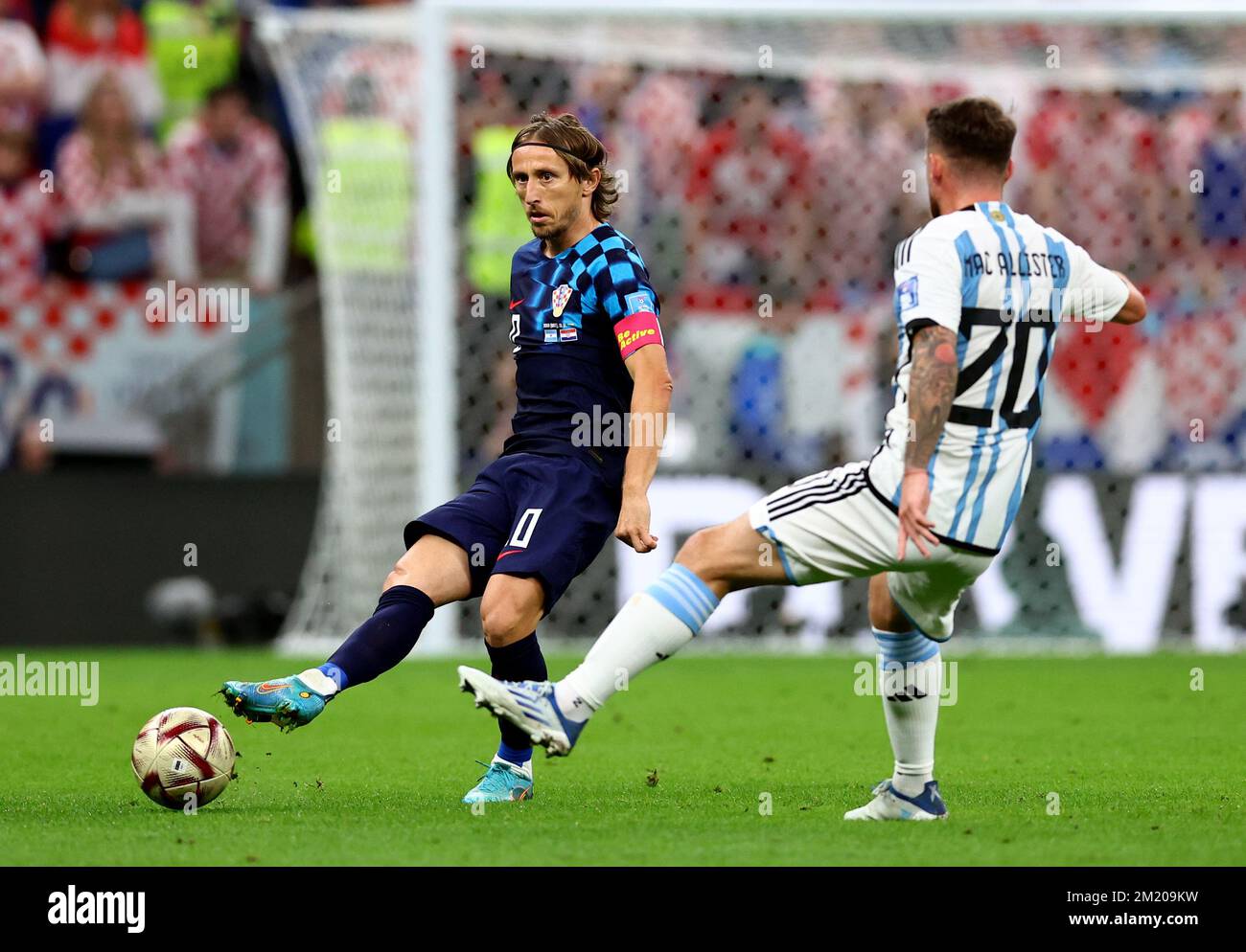 Doha, Qatar, 13th December 2022. Luka Modric of Croatia faces Alexis ...