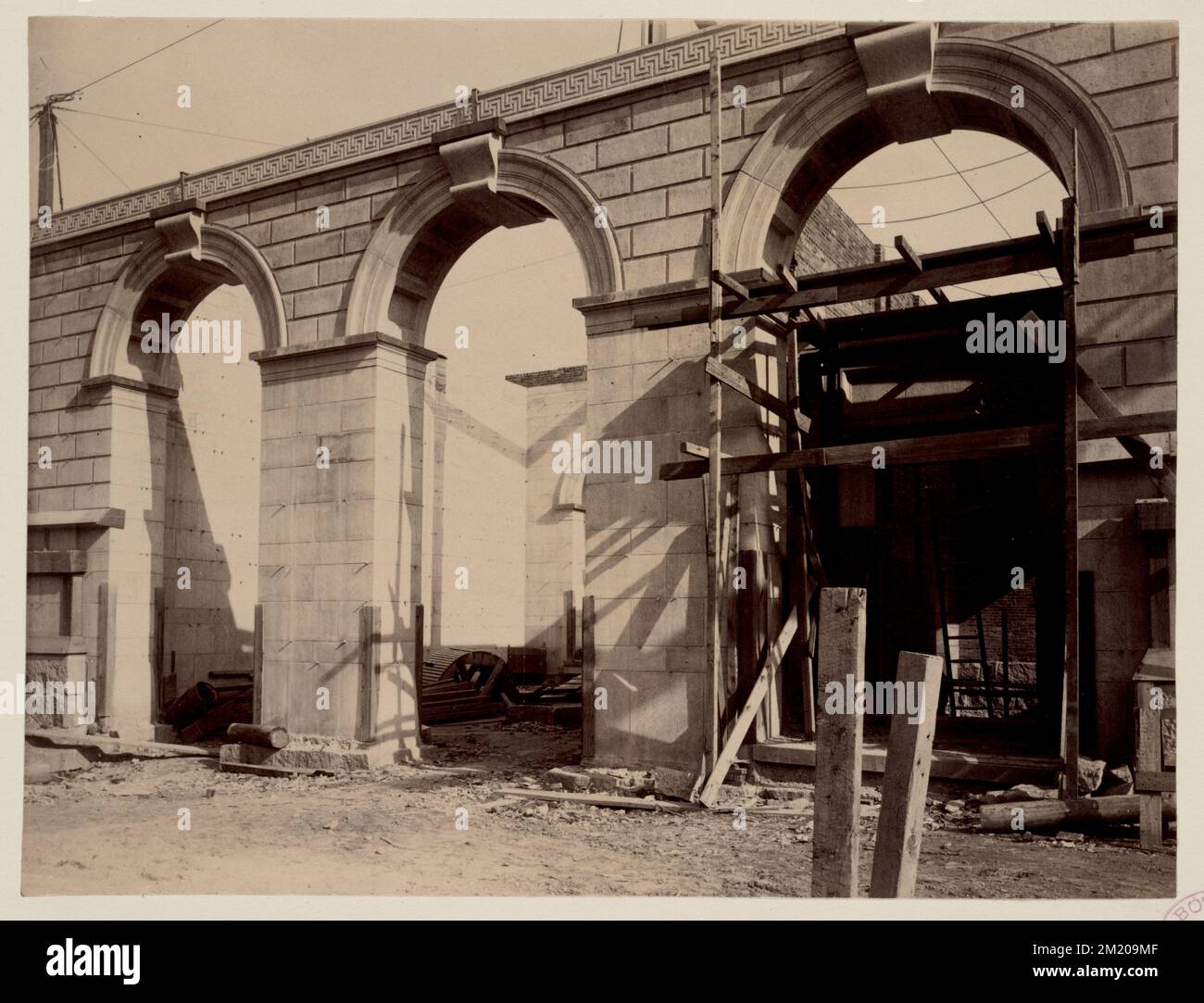 Boylston Street Entrance arches, construction of the McKim Building ...