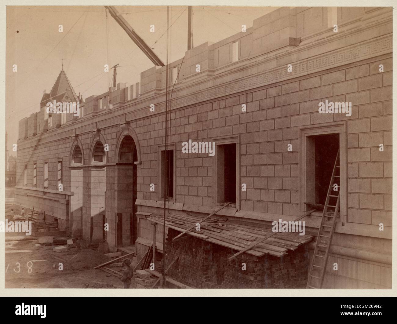 Boylston Street exterior, construction of the McKim Building , Public ...