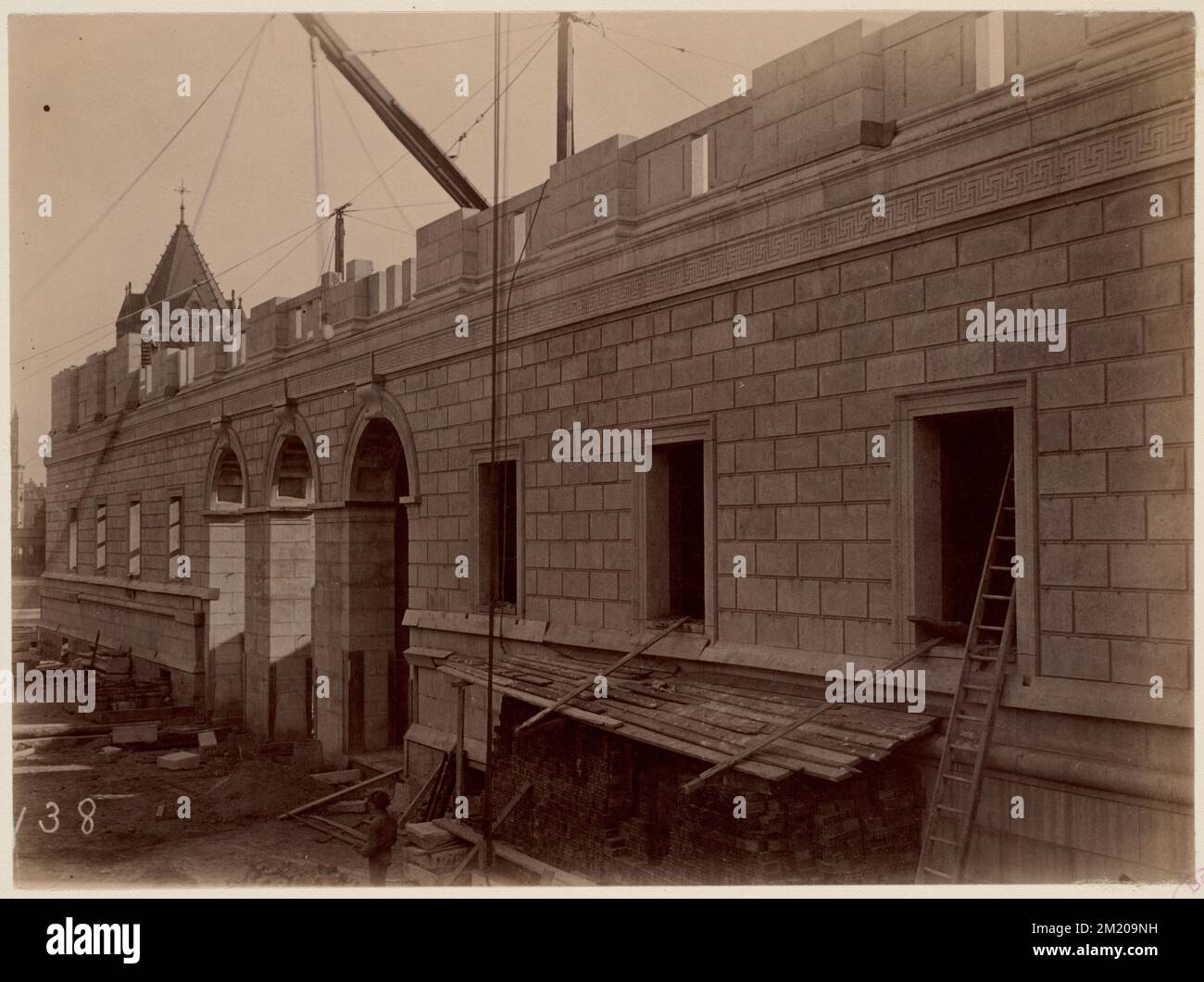 Boylston Street exterior, construction of the McKim Building , Public ...