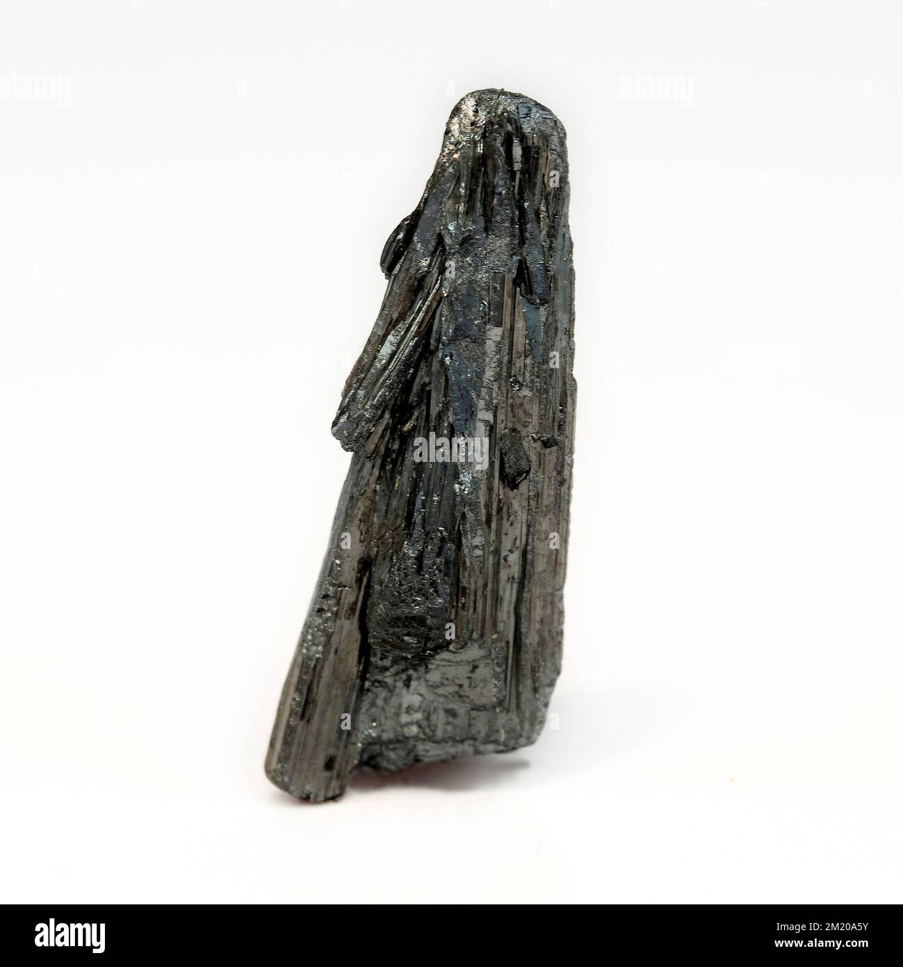 Macro close up colour photograph of 'Stibnite' a semi precious crystal ...