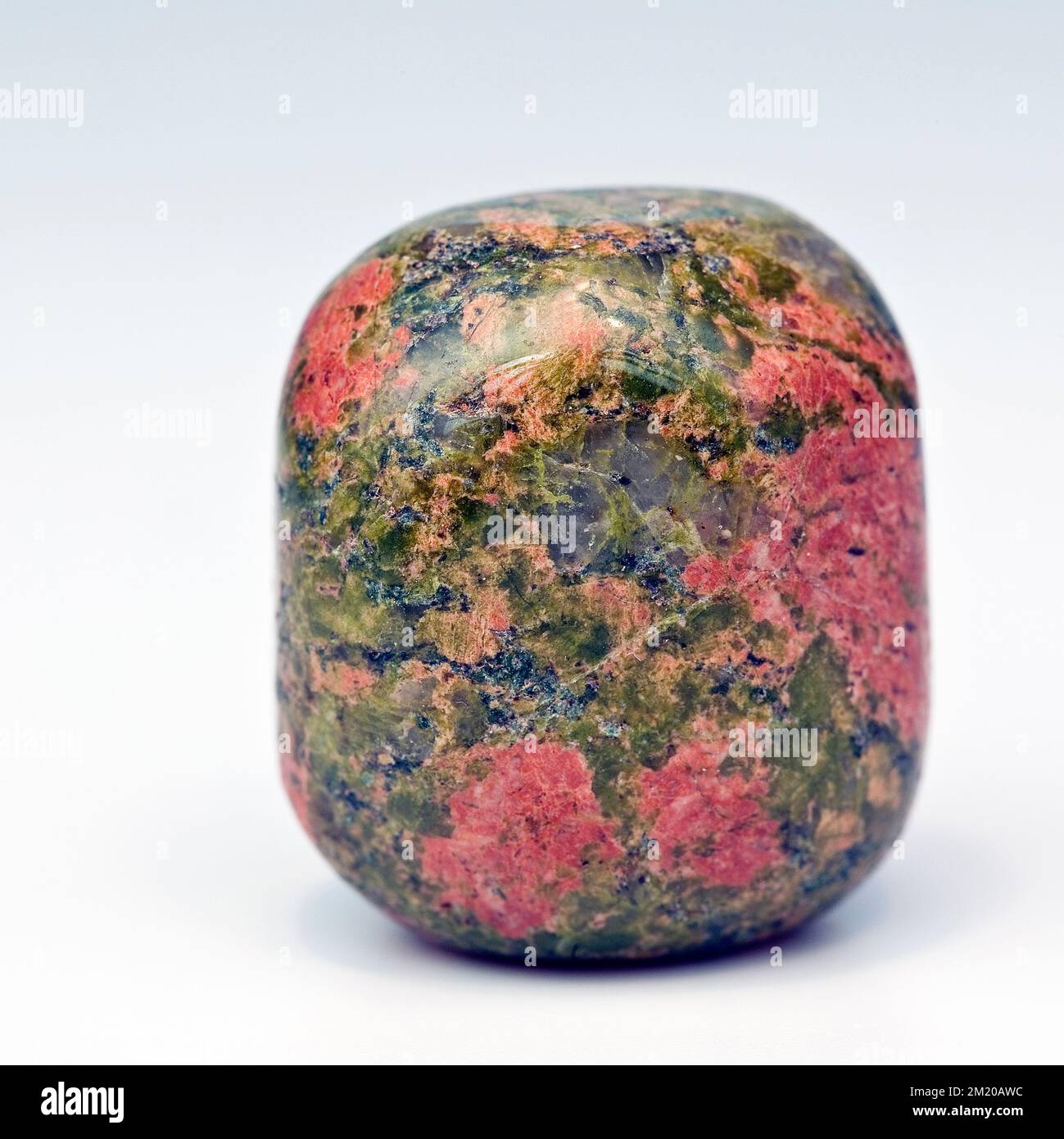 Macro close up colour photograph of Unakite a semi precious crystal ...