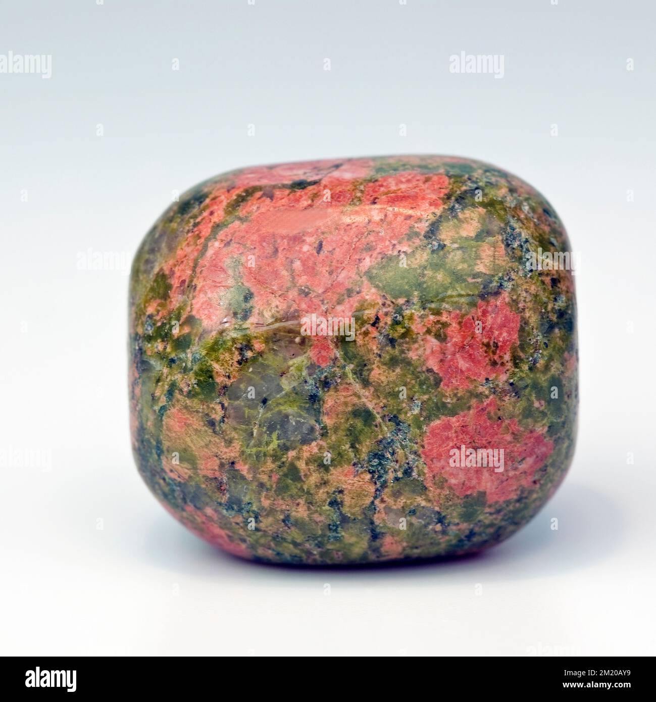 Macro close up colour photograph of Unakite a semi precious crystal ...