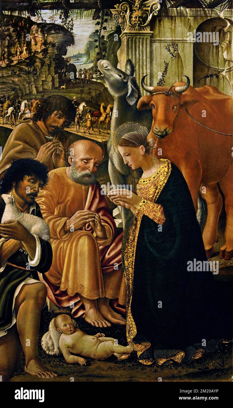 Nativity with saint bernardine and saint thomas aquinas hi-res stock ...