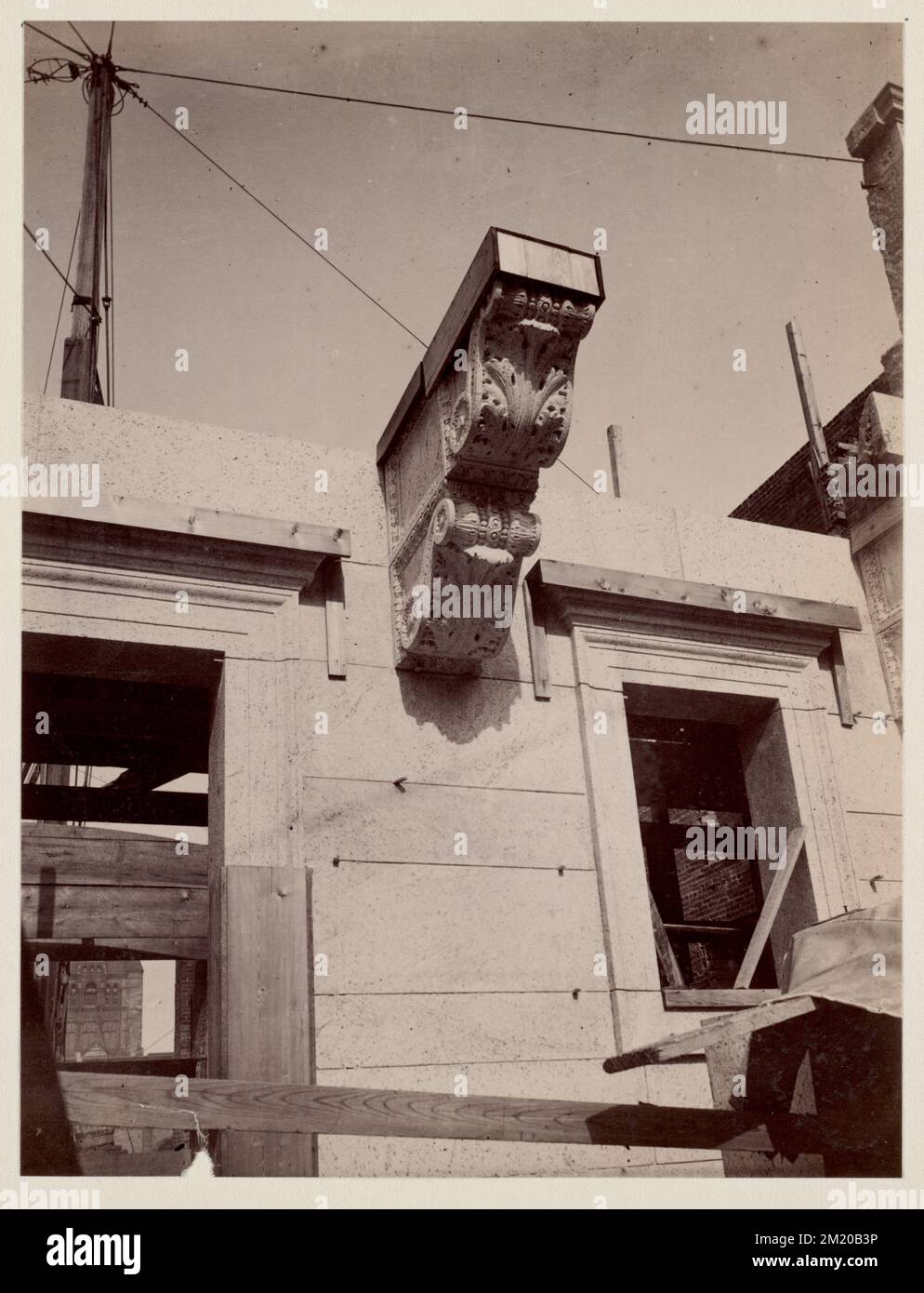 Bracket for balcony on East wall of Courtyard, construction of the ...