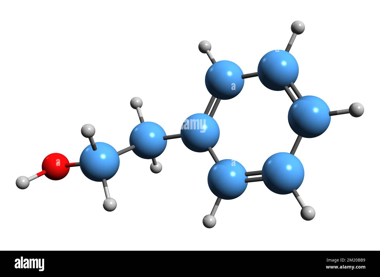 3D image of Phenethyl alcohol skeletal formula - molecular chemical ...