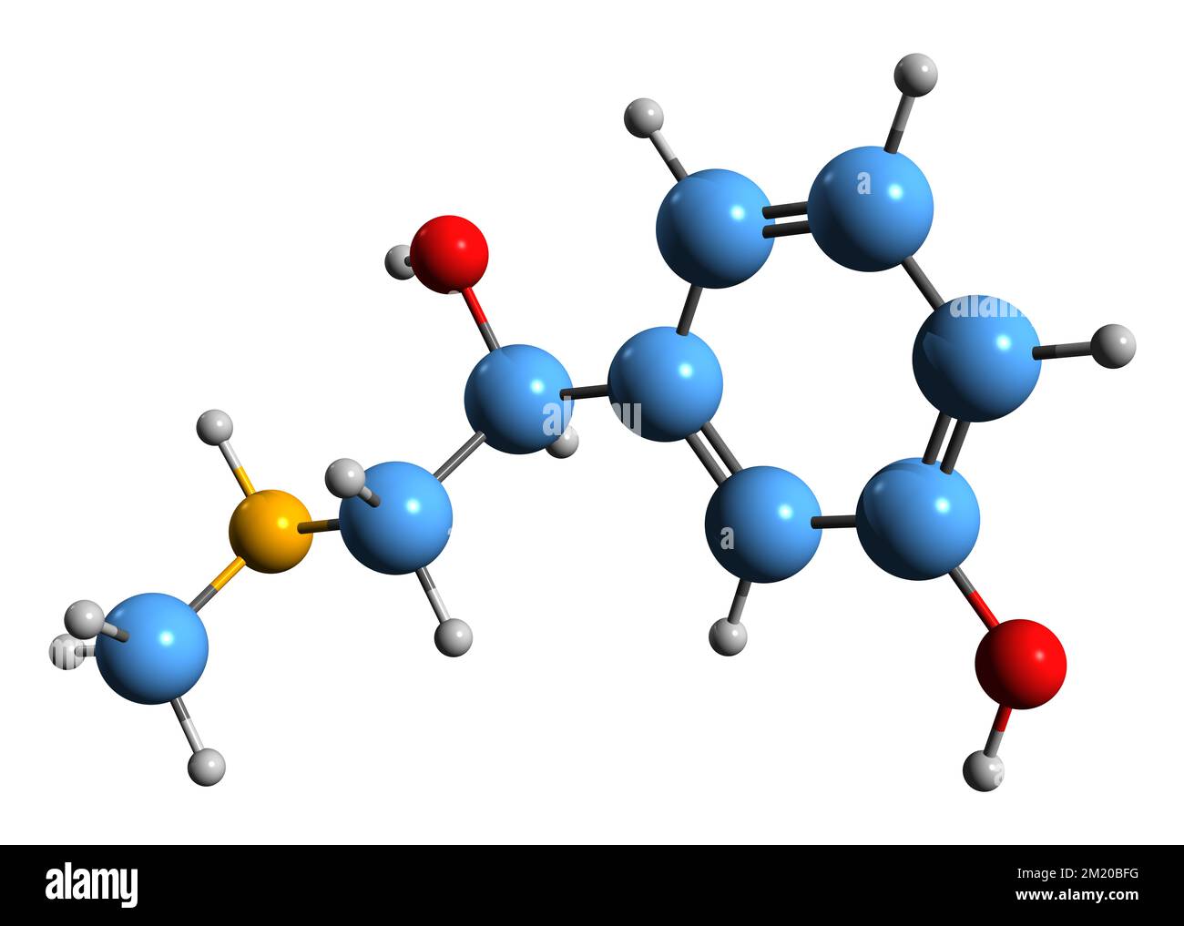 3D image of Phenylephrine skeletal formula - molecular chemical ...