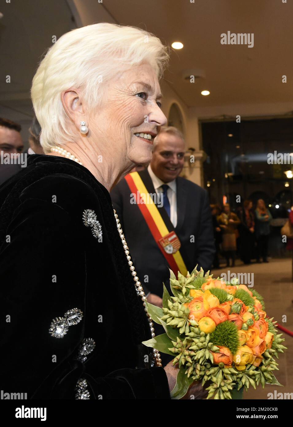 20151114 - LIEGE, BELGIUM: Queen Paola of Belgium arrives before a gala ...