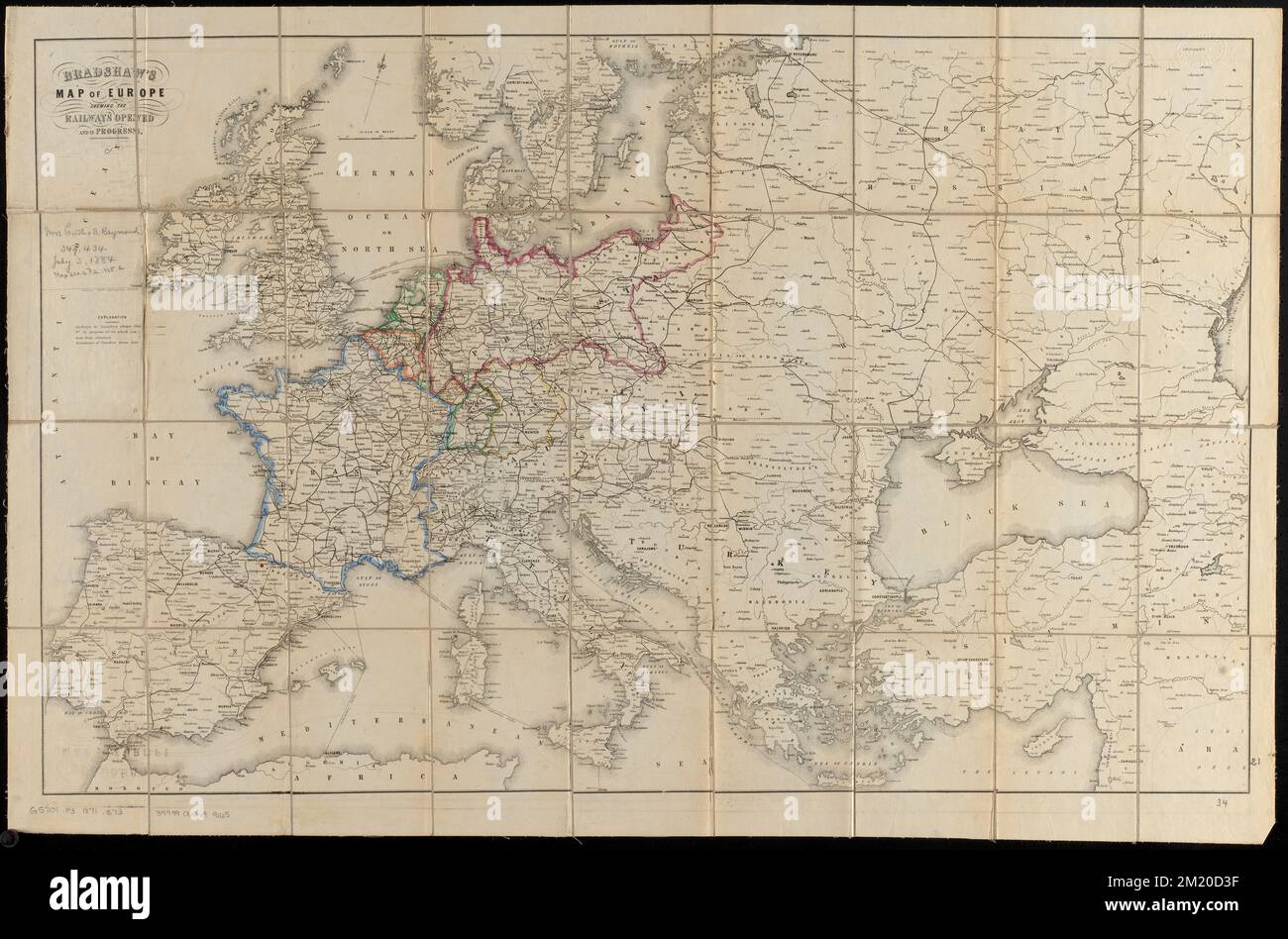 Bradshaw's map of Europe shewing the railways opened and in progress ...