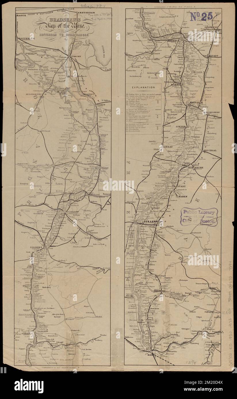 Bradshaw's map of the Rhine from Rotterdam to Schafhausen , Rhine River ...