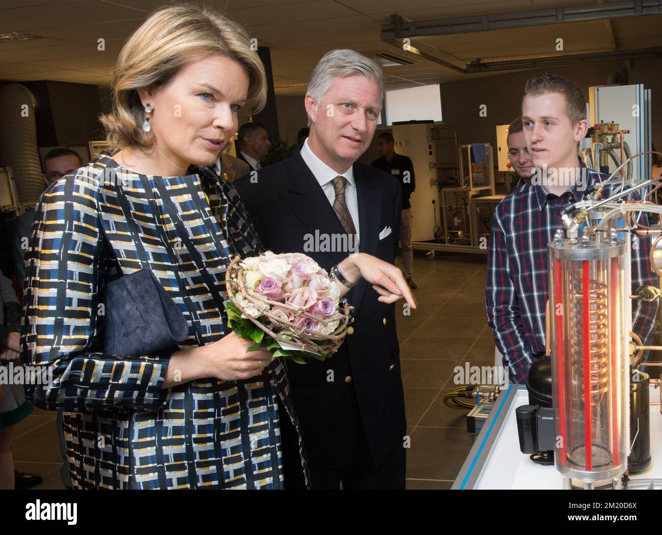 King Philippe - Filip of Belgium and Queen Mathilde of Belgium pictured during a visit to the ...