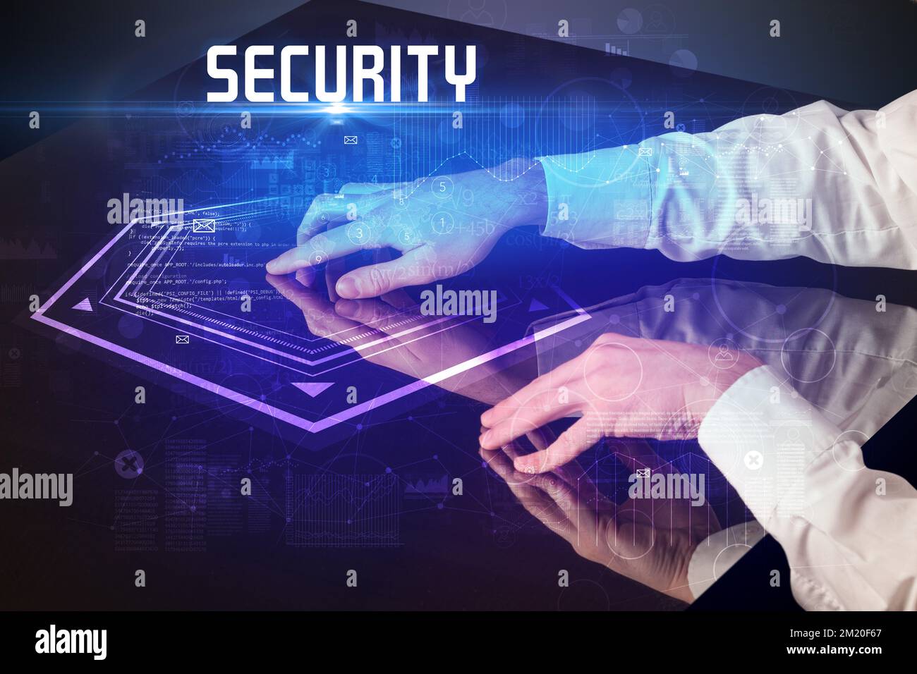 Hand touching digital table concept Stock Photo - Alamy