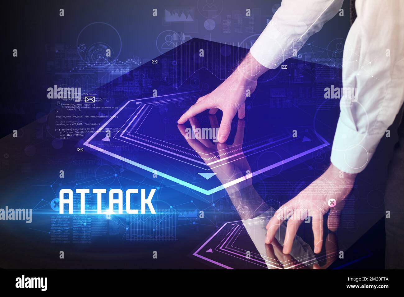 Hand touching digital table concept Stock Photo - Alamy