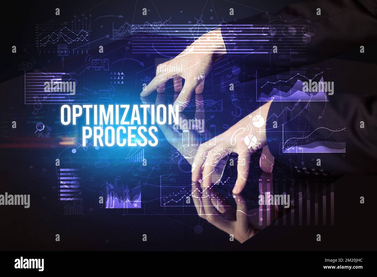 Businessman touching huge screen concept Stock Photo - Alamy