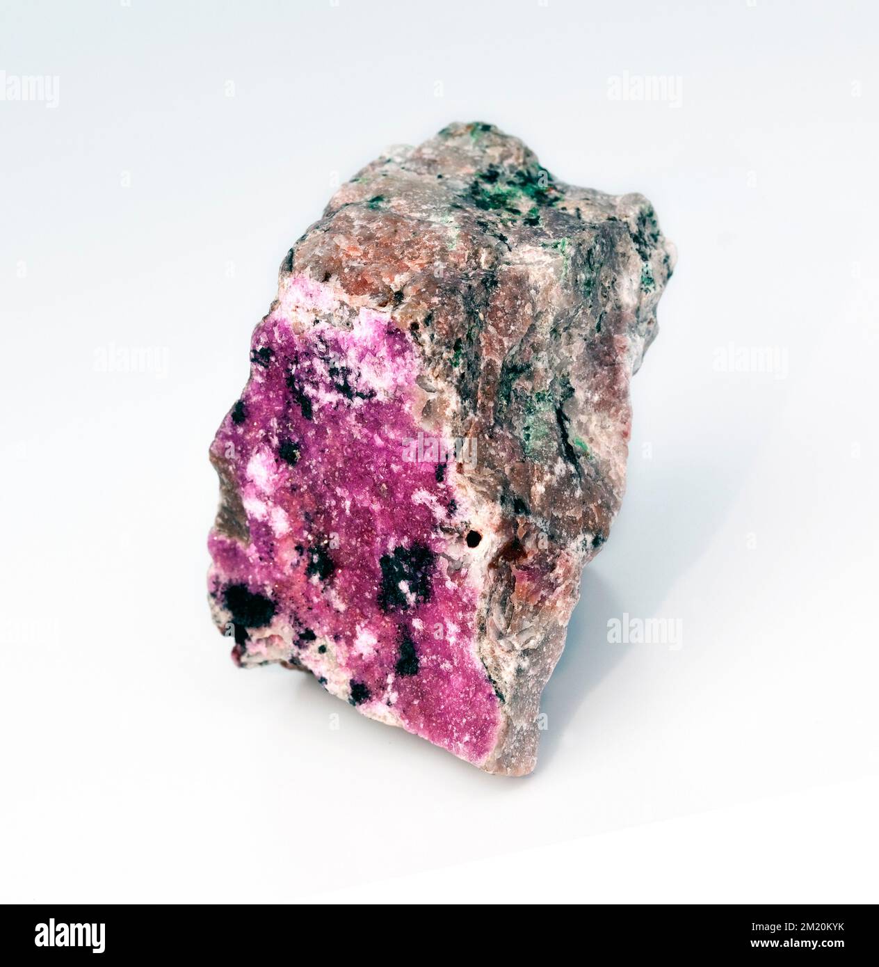 Macro close up colour photograph of 'Coboltoan Calcite' or Cobalto a ...