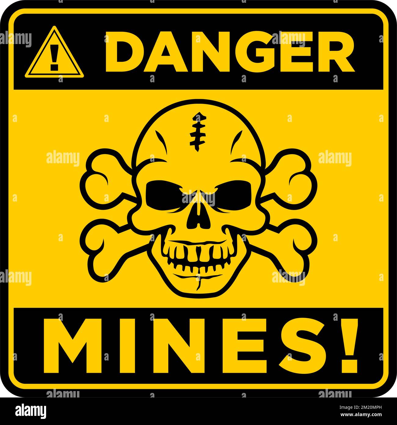 danger mines warning sign with skull and crossbones. Vector Stock ...