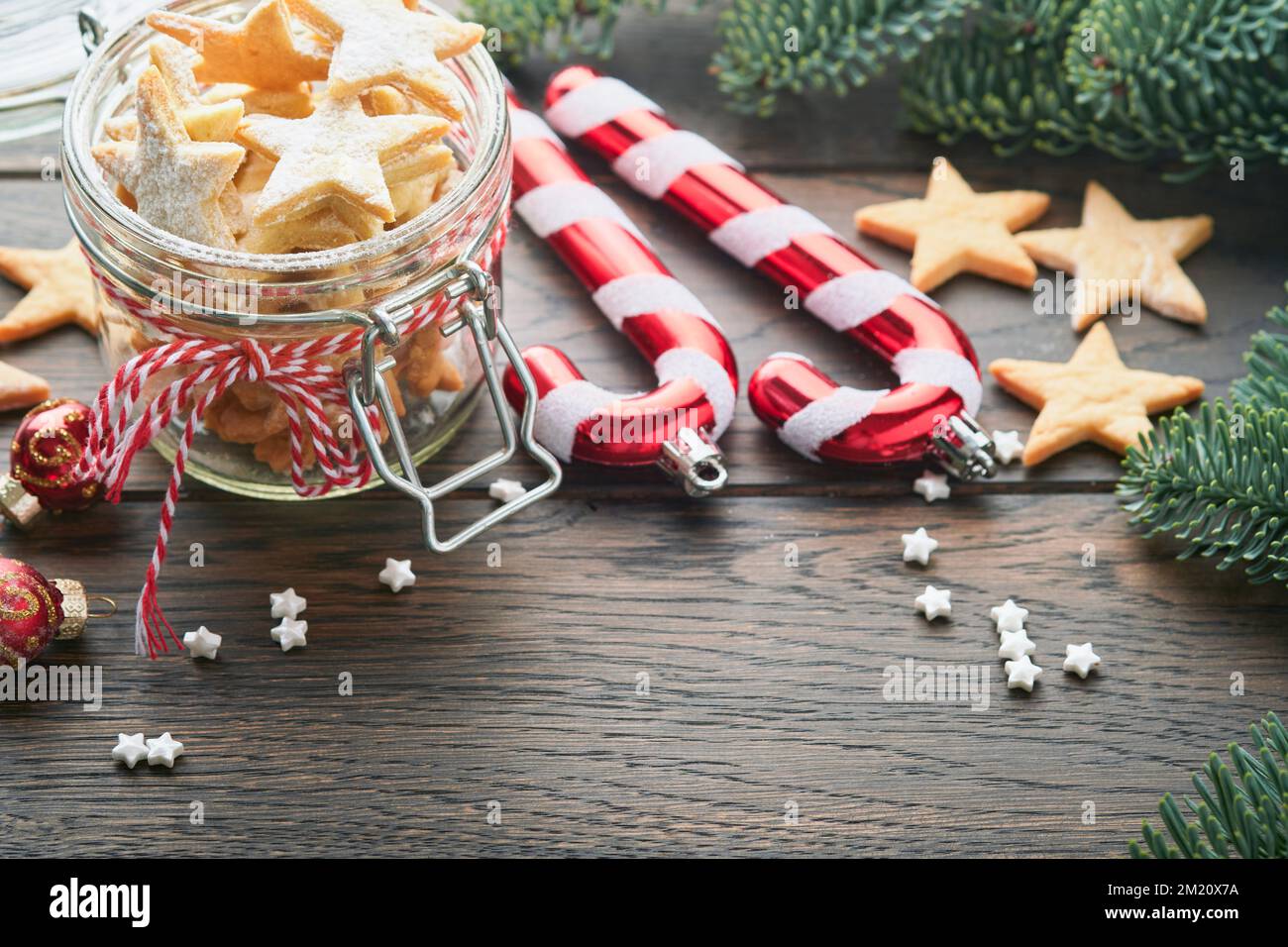 Marry Christmas. New Year background with fir branches and Christmas ...