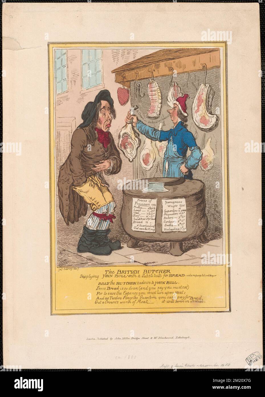 The British butcher supplying John Bull with a substitute for bread , Politicians, Prime ...
