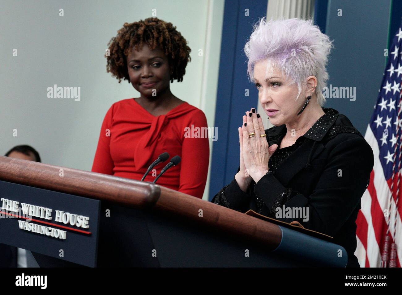Washington, US, December 13, 2022. American singer Cyndi Lauper speaks ...