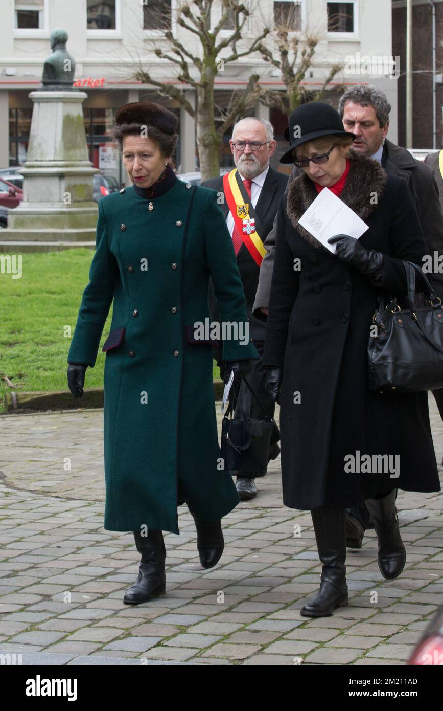 Britain's Princess Anne (L) pictured during the handover of the banners ...