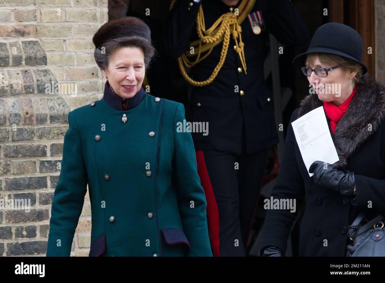 Britain's Princess Anne (L) pictured during the handover of the banners ...