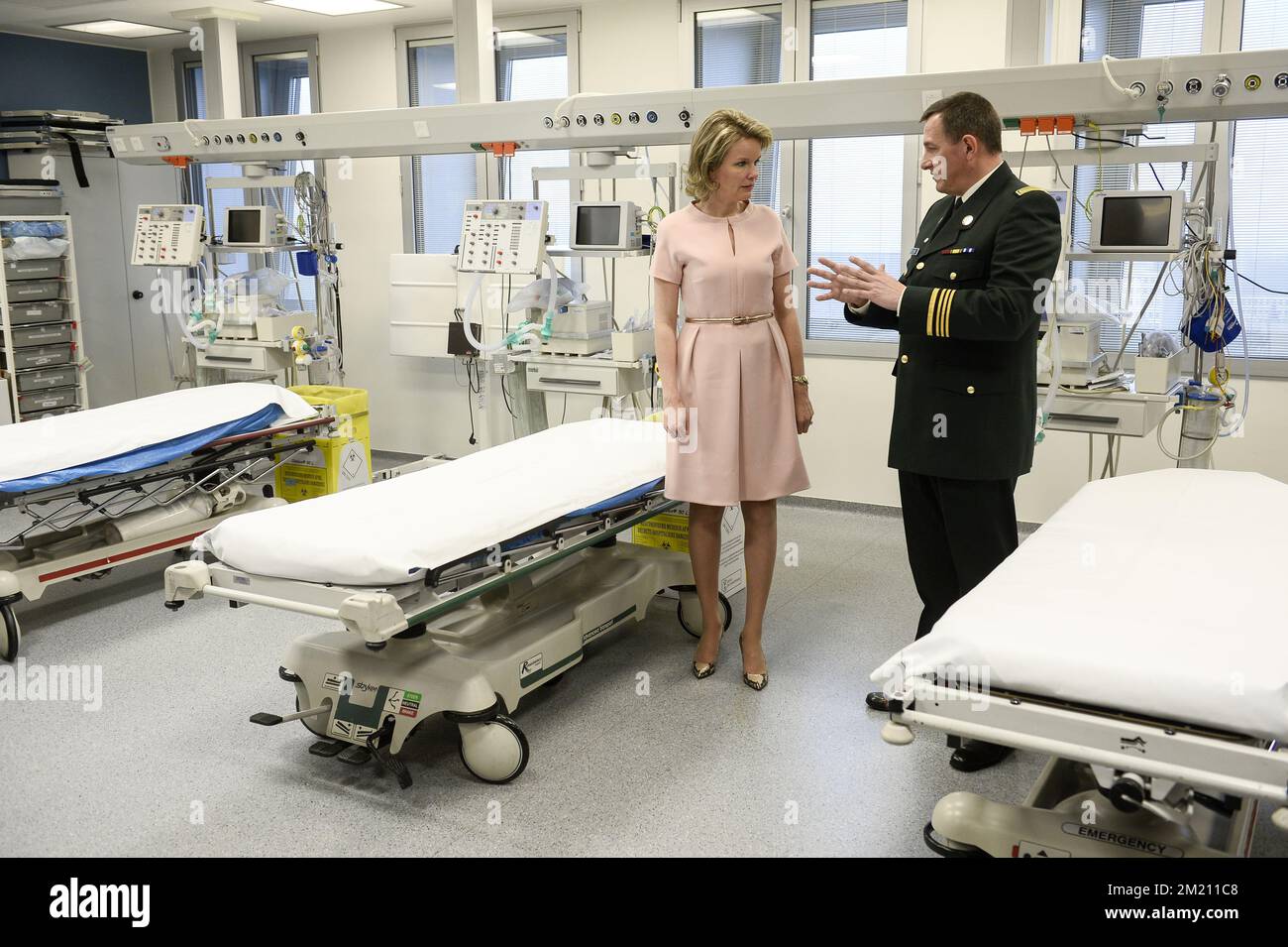 Queen Mathilde of Belgium pictured during a visit to the military ...