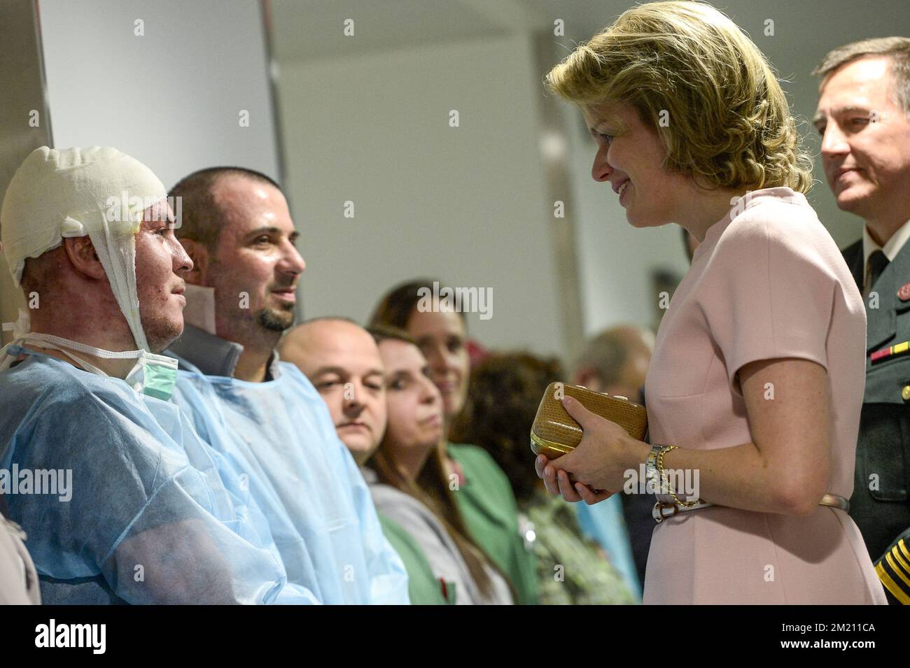 Queen Mathilde of Belgium pictured during a visit to the military ...