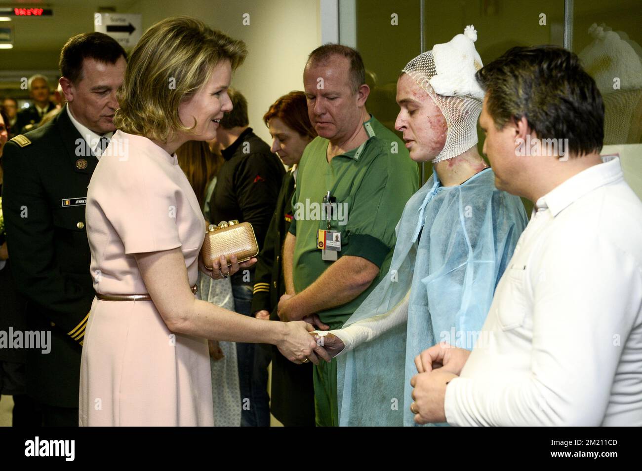 Queen Mathilde of Belgium pictured during a visit to the military ...
