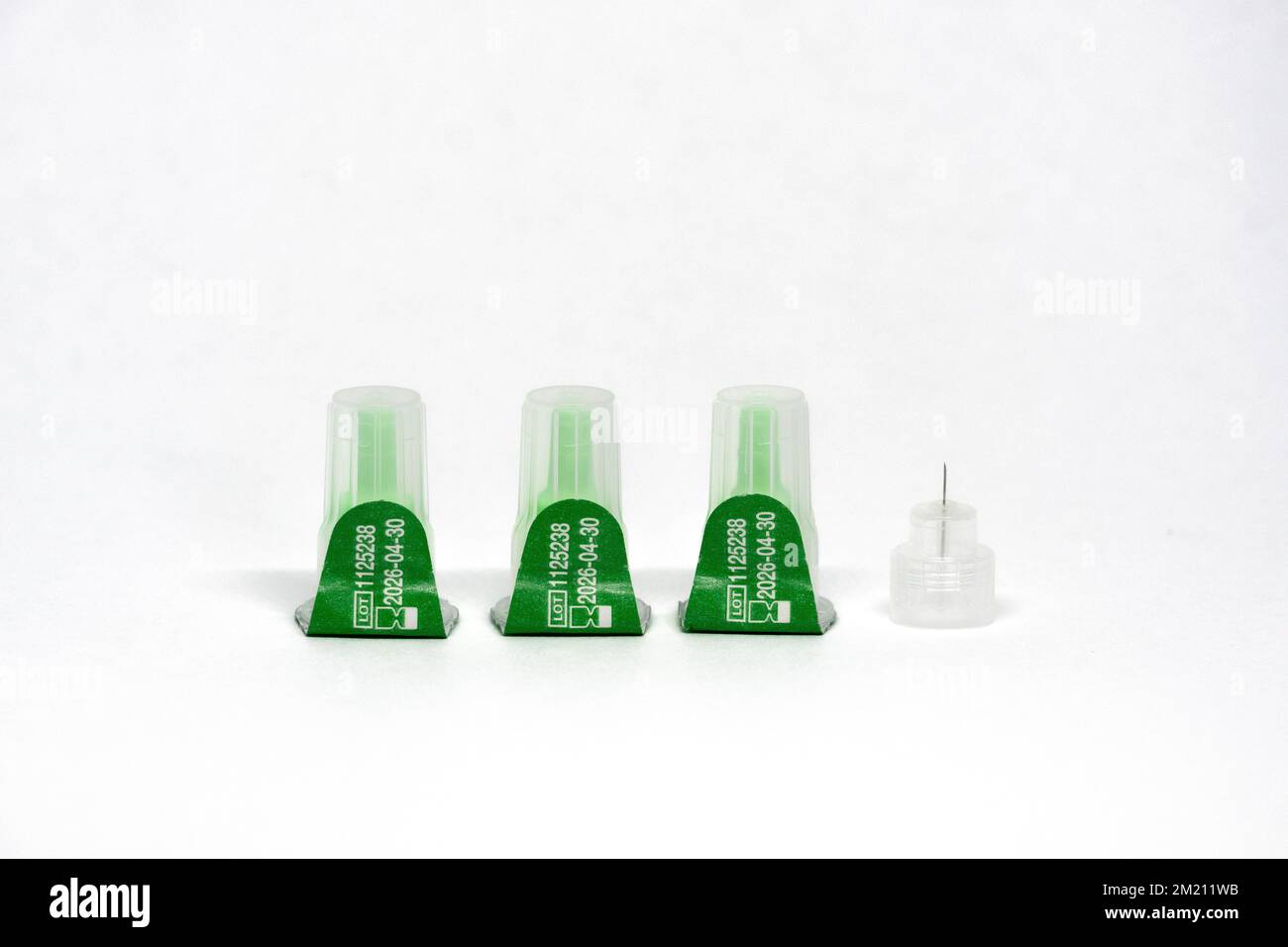 Injection Needles by BD isolated on white background with space for ...