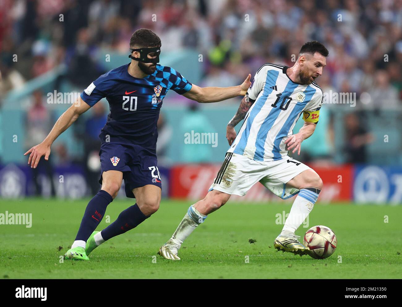 Doha, Qatar, 13th December 2022. Josko Gvardiol of Croatia and Lionel ...