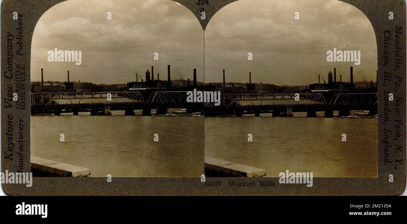 Broadway Bridge from dam, worsted mills , Textile industry, Bridges ...