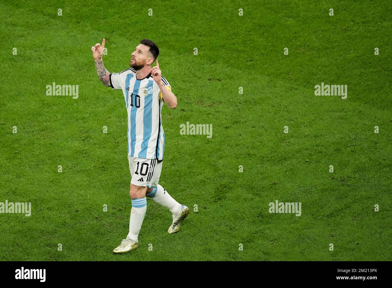 Lusail, Qatar. 13th Dec, 2022. Lionel Messi of Argentina celebrates ...