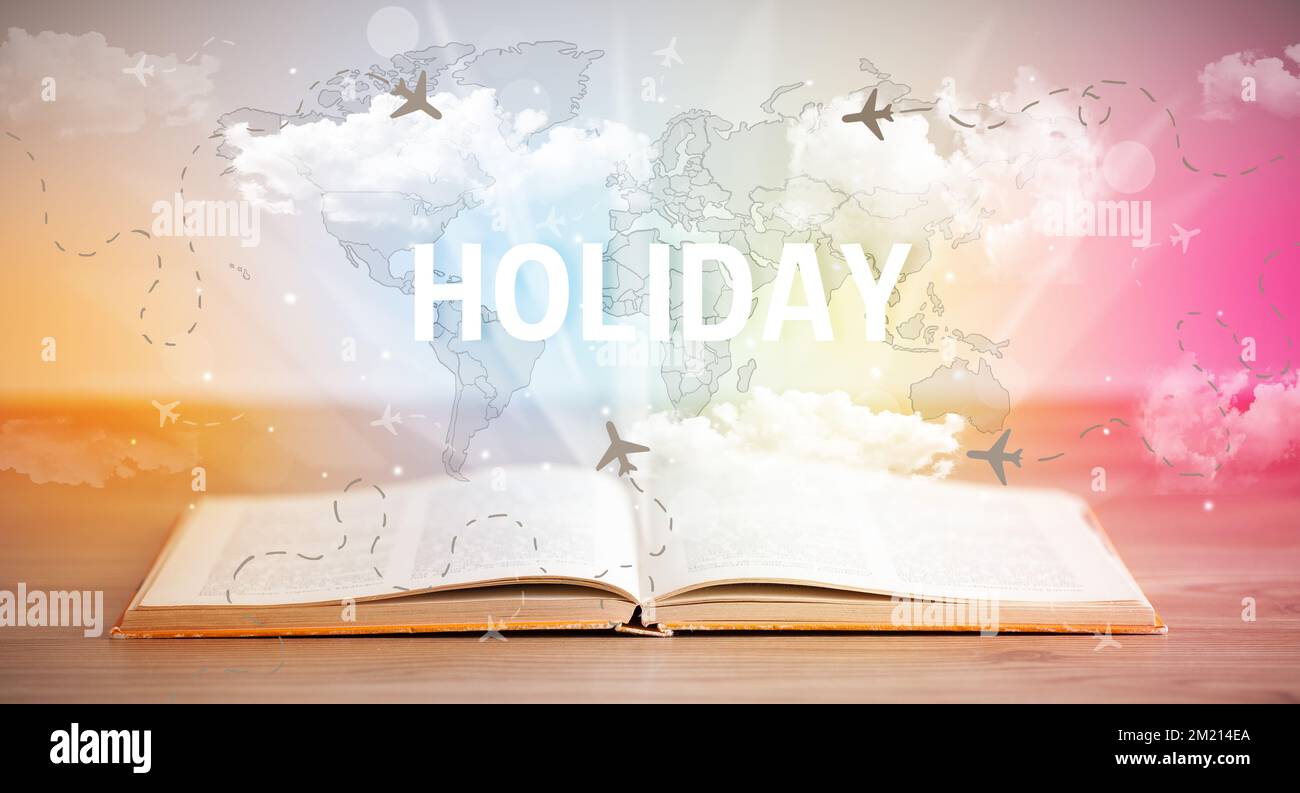 open book, vacation concept concept Stock Photo - Alamy