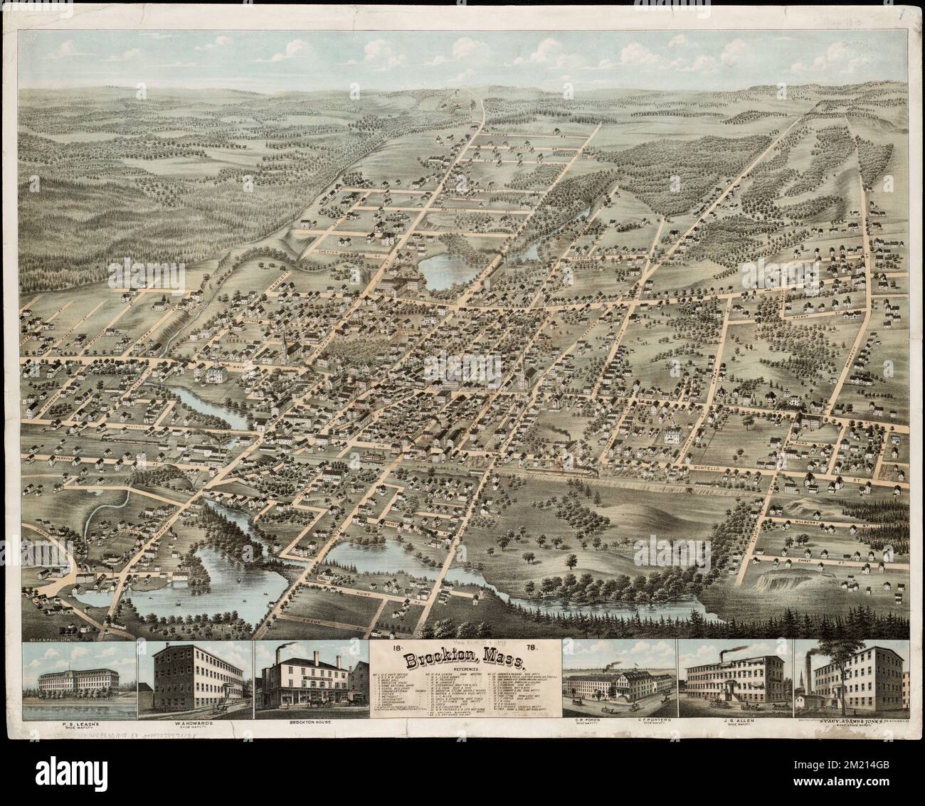 Brockton Mass 1878 Brockton Mass Aerial Views Norman B Leventhal Map Center Collection