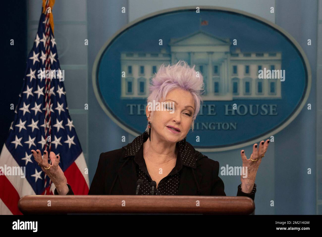Washington, DC, December 13, 2022. Musician Cyndi Lauper makes a ...