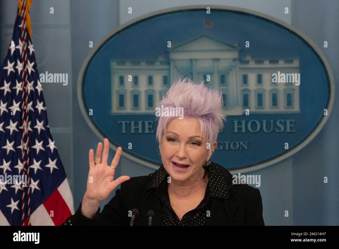 Washington, DC, December 13, 2022. Musician Cyndi Lauper makes a ...