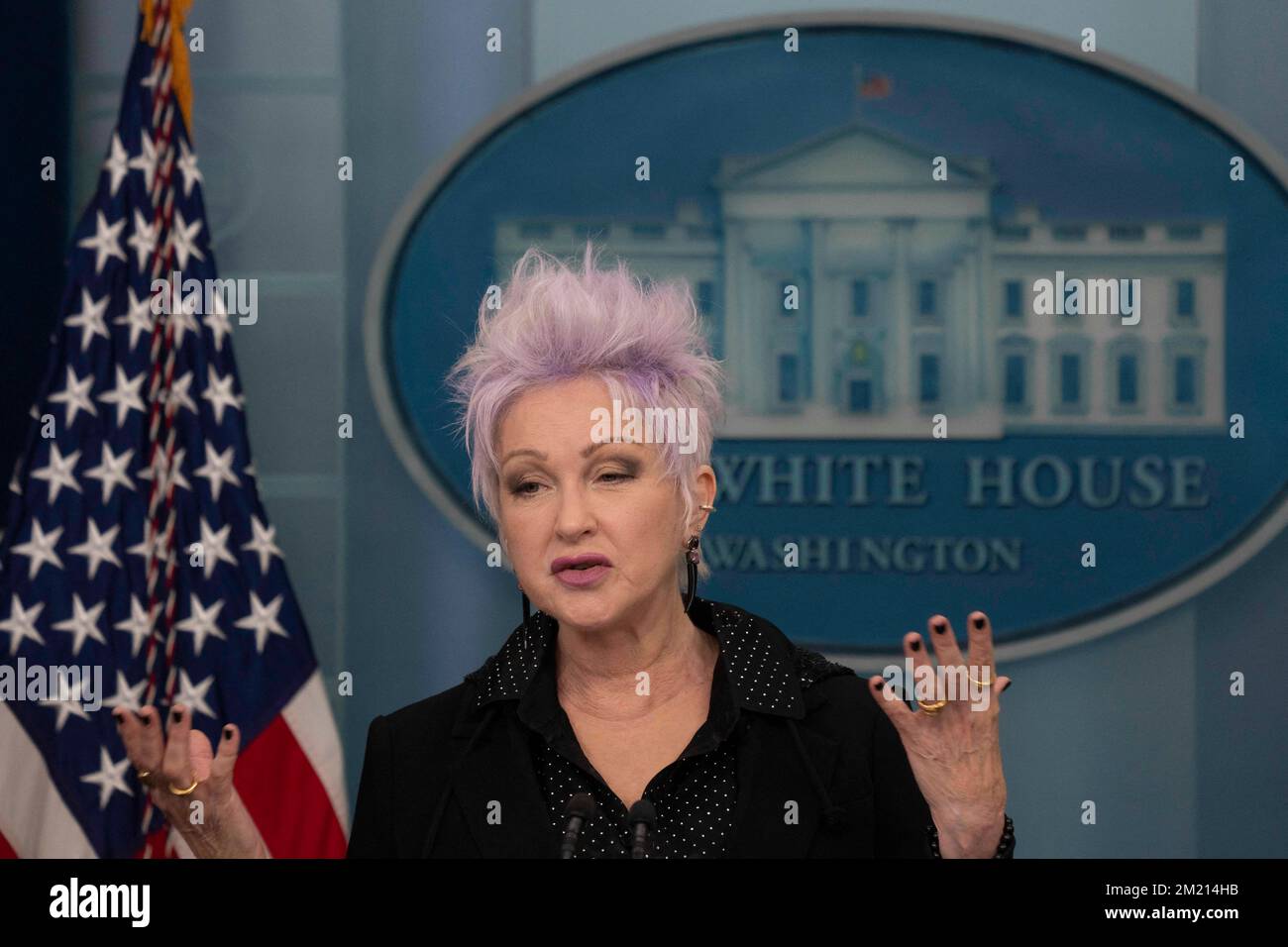 Washington, DC, December 13, 2022. Musician Cyndi Lauper makes a ...