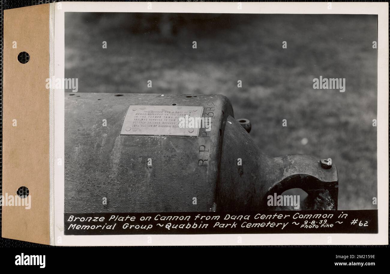 Bronze plate on cannon from Dana Center Common in memorial group ...