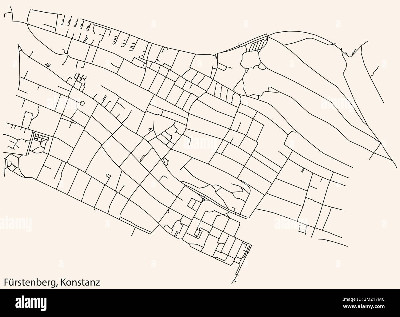 Street roads map of the FÜRSTENBERG QUARTER, KONSTANZ Stock Vector ...