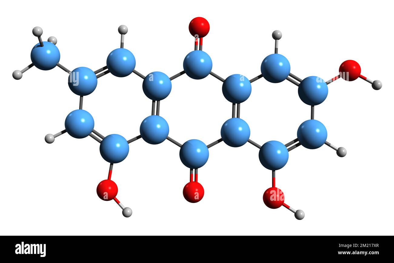 3D image of Emodin skeletal formula - molecular chemical structure of ...