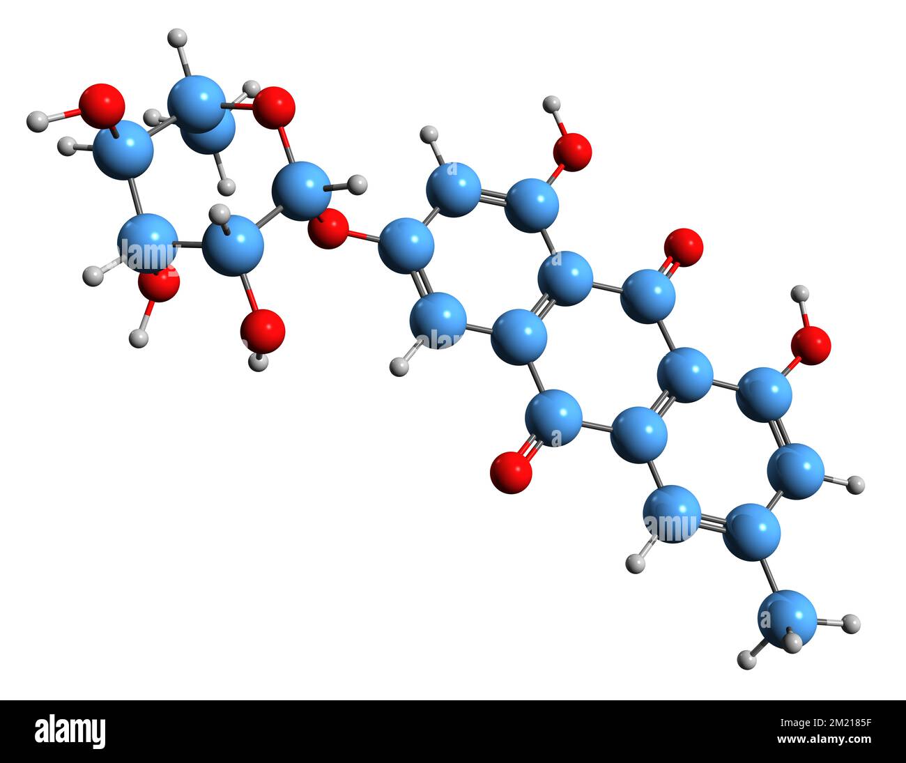 3D image of Frangulin A skeletal formula - molecular chemical structure of anthraquinone ...