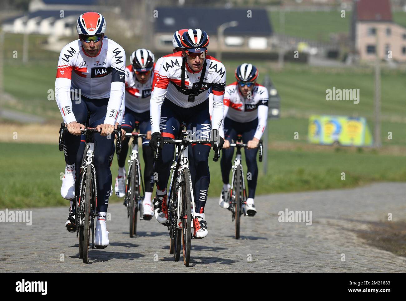 IAM Cycling riders pictured in action during a track reconnaissance ...