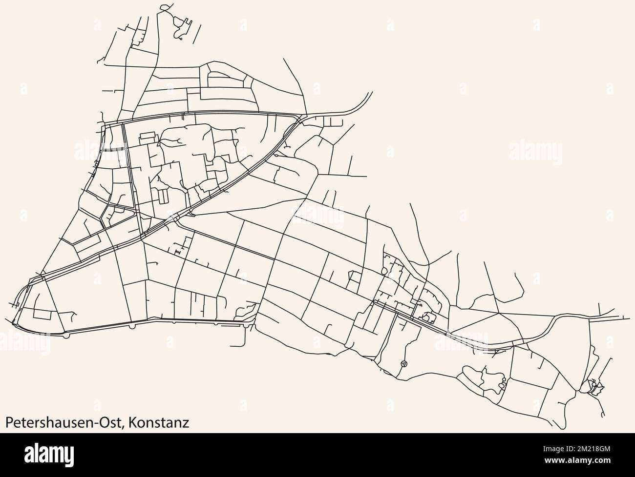 Street roads map of the PETERSHAUSEN-OST QUARTER, KONSTANZ Stock Vector ...