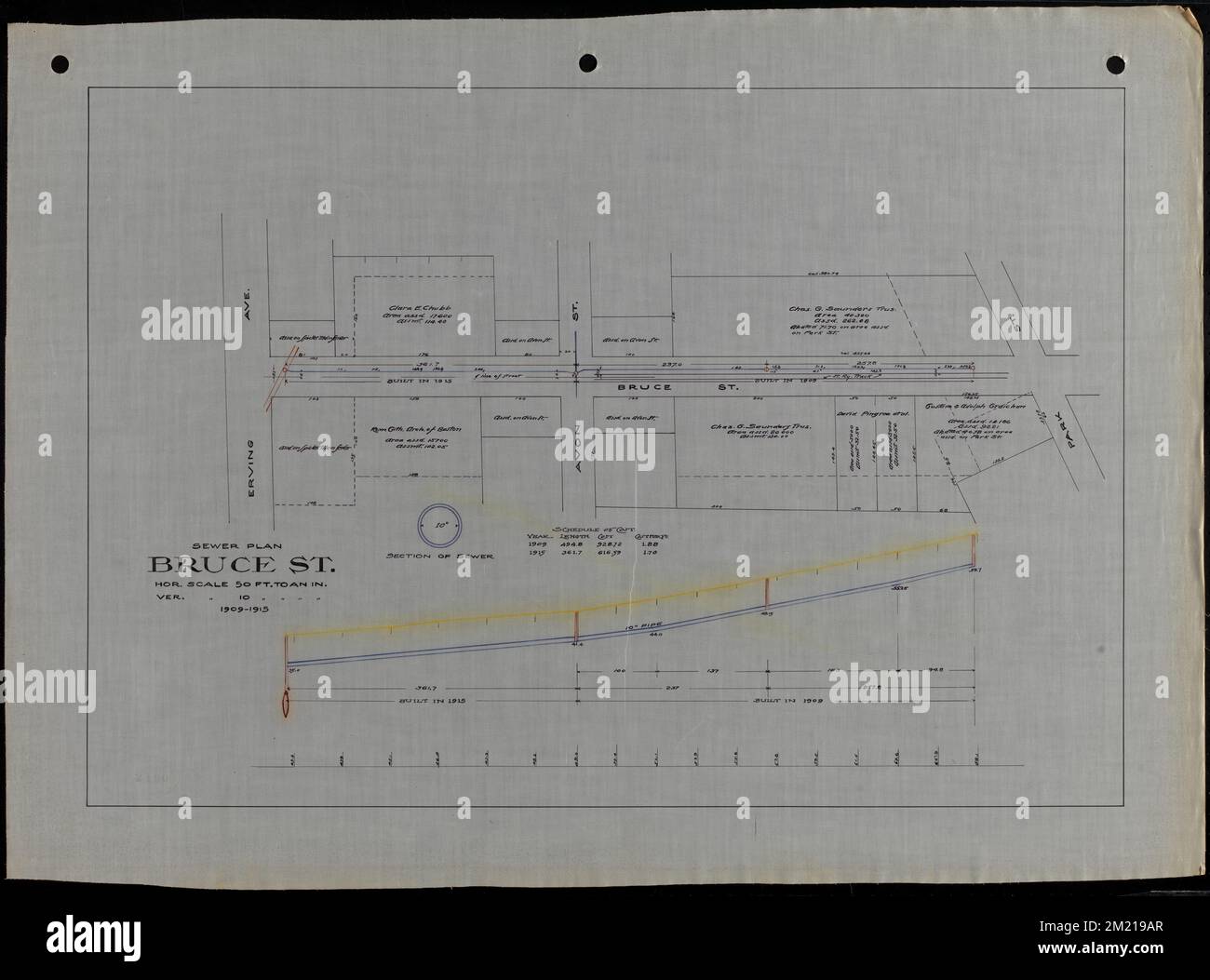 Bruce St. sewer plan , Sewers, Streets. Lawrence Stock Photo - Alamy