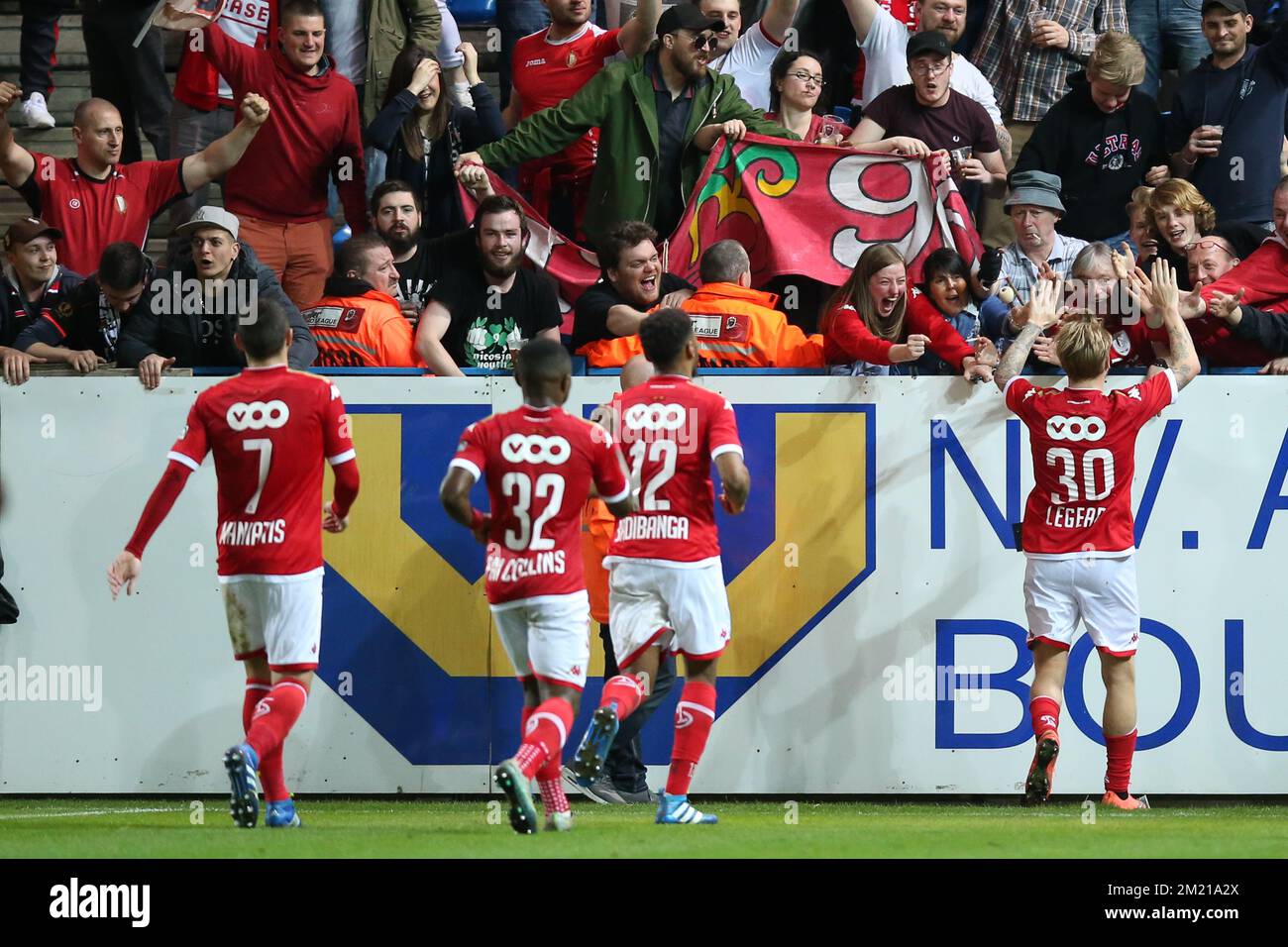 Standard's Jonathan Legear celebrates after scoring during the Jupiler ...