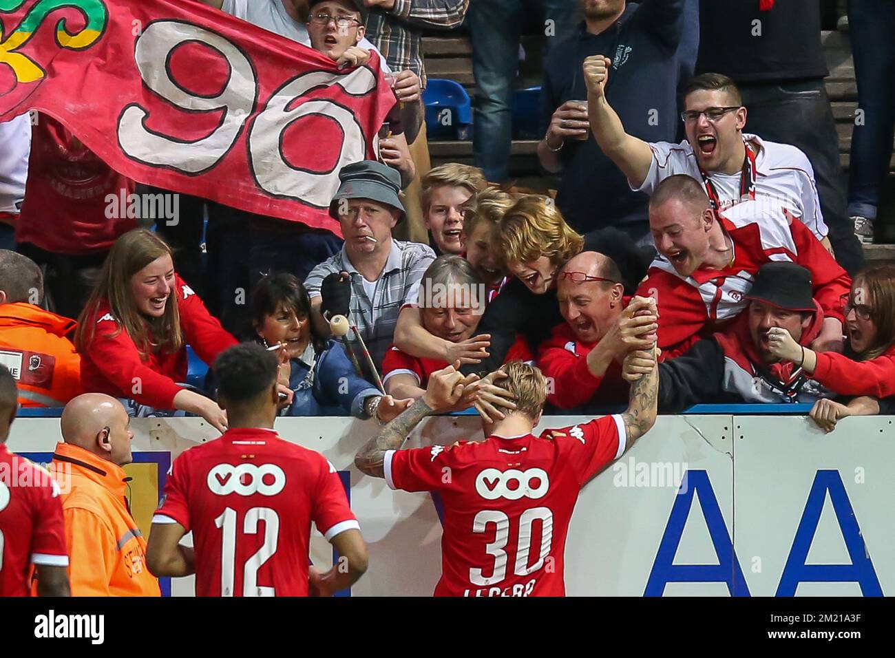 Standard's Jonathan Legear celebrates after scoring during the Jupiler ...